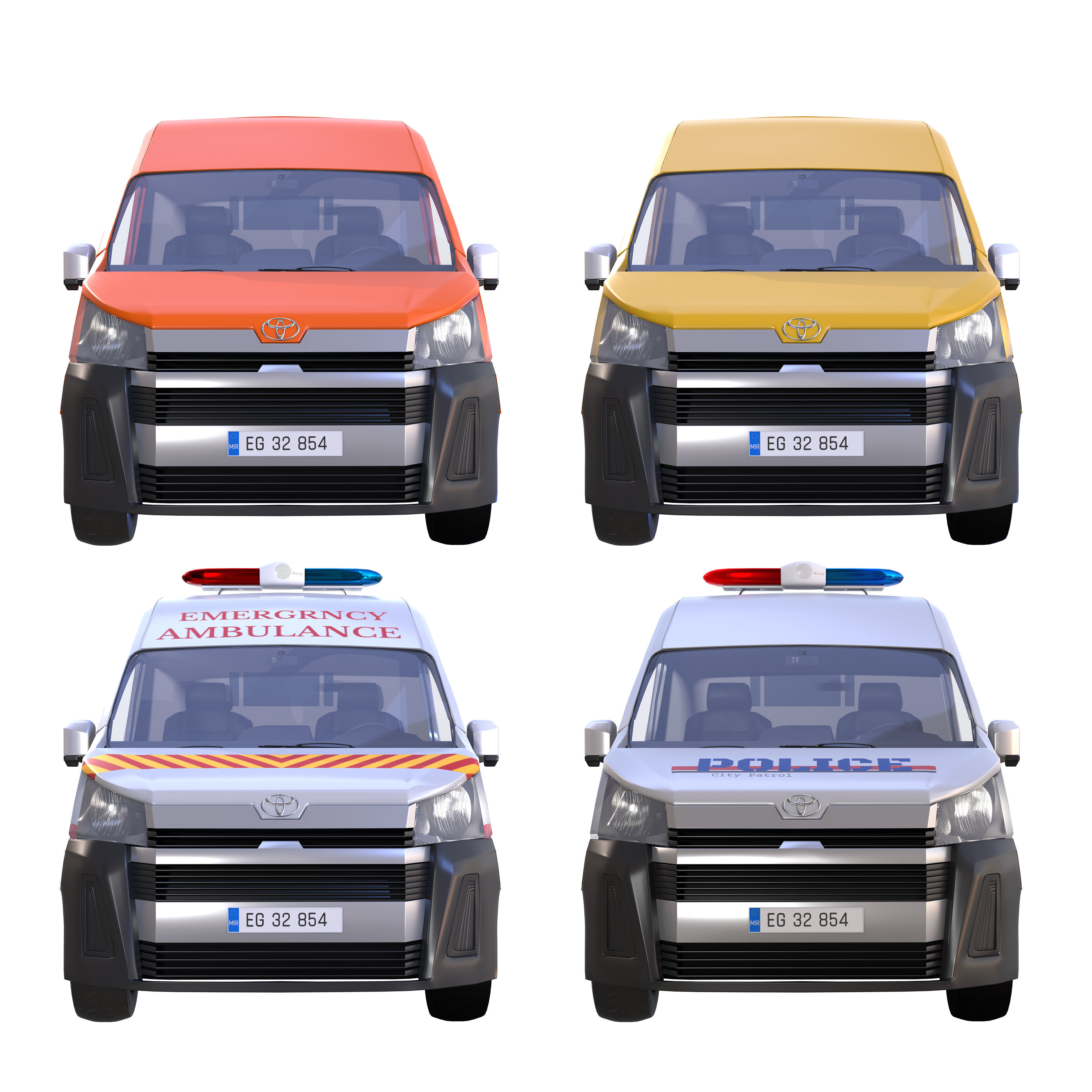 toyota hiace van - Ambulance - taxi - Post - police 3D model | CGTrader