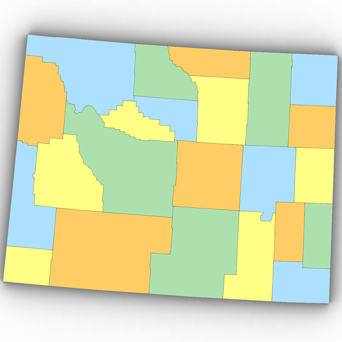 Wyoming Political Map 3D model | CGTrader