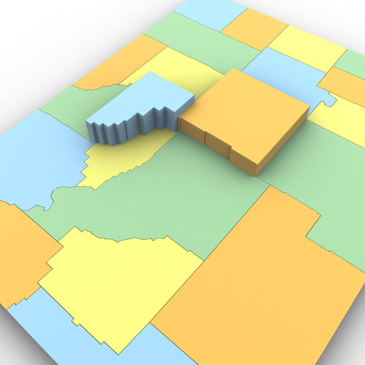Wyoming Political Map 3D model | CGTrader