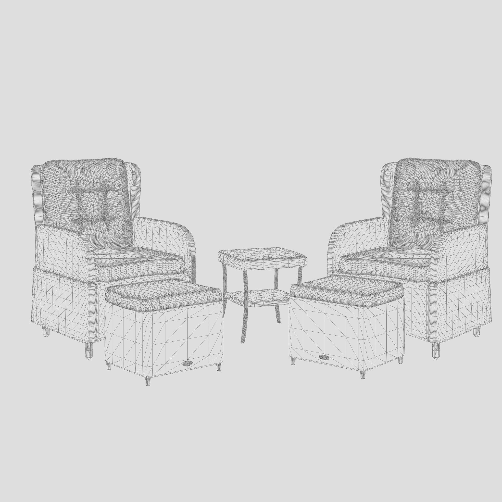 3D model Lotus Lounge Recliner Duo Set 3D Model VR / AR / low-poly ...