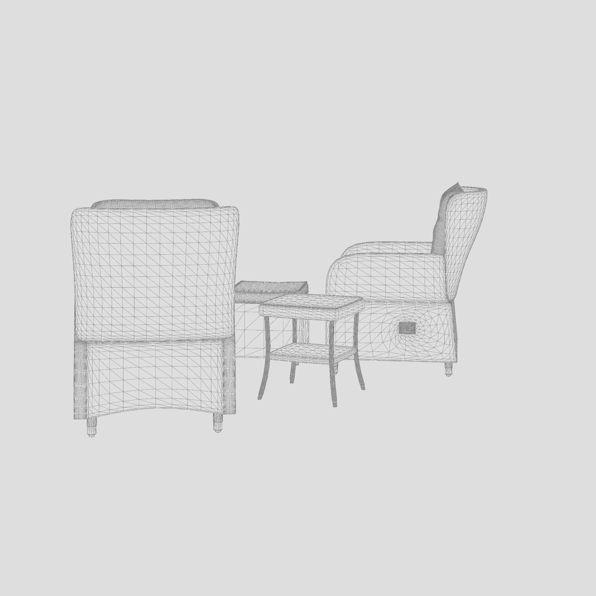 3D model Lotus Lounge Recliner Duo Set 3D Model VR / AR / low-poly ...