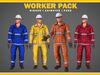 3D model Worker Character Pack RIGGED ANIMATED VR / AR / low-poly ...