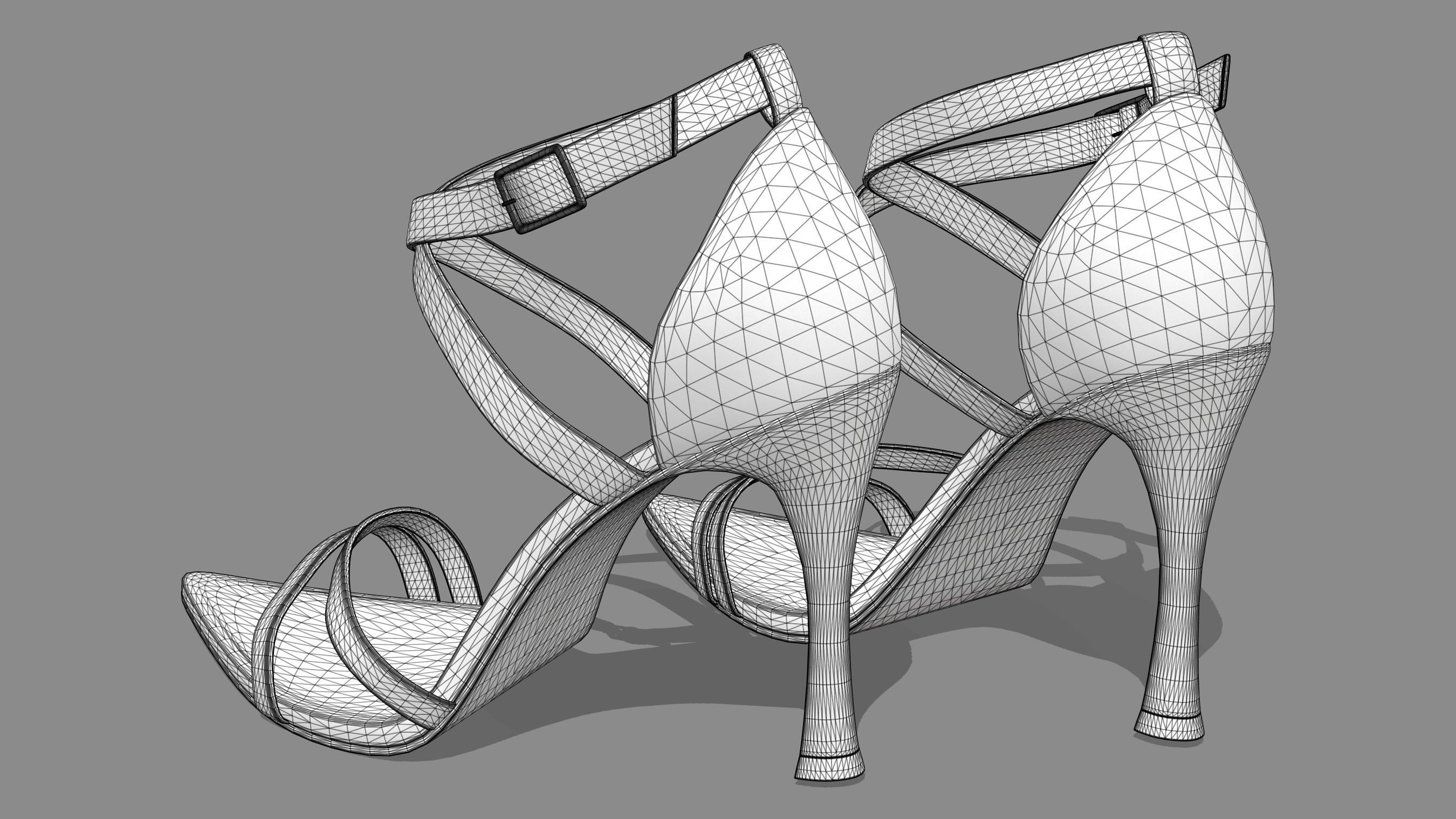 3D model Pointy High Heel Sandals VR / AR / low-poly | CGTrader