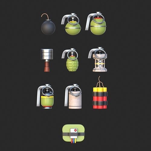 3D model Stylized Grenade Pack VR / AR / low-poly | CGTrader