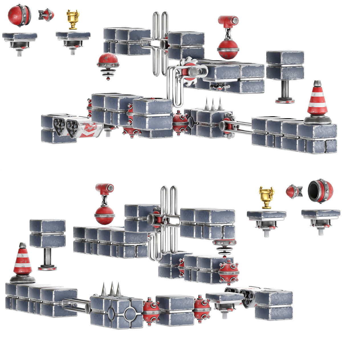 3D model stylized level modular platformer pack VR / AR / low-poly ...