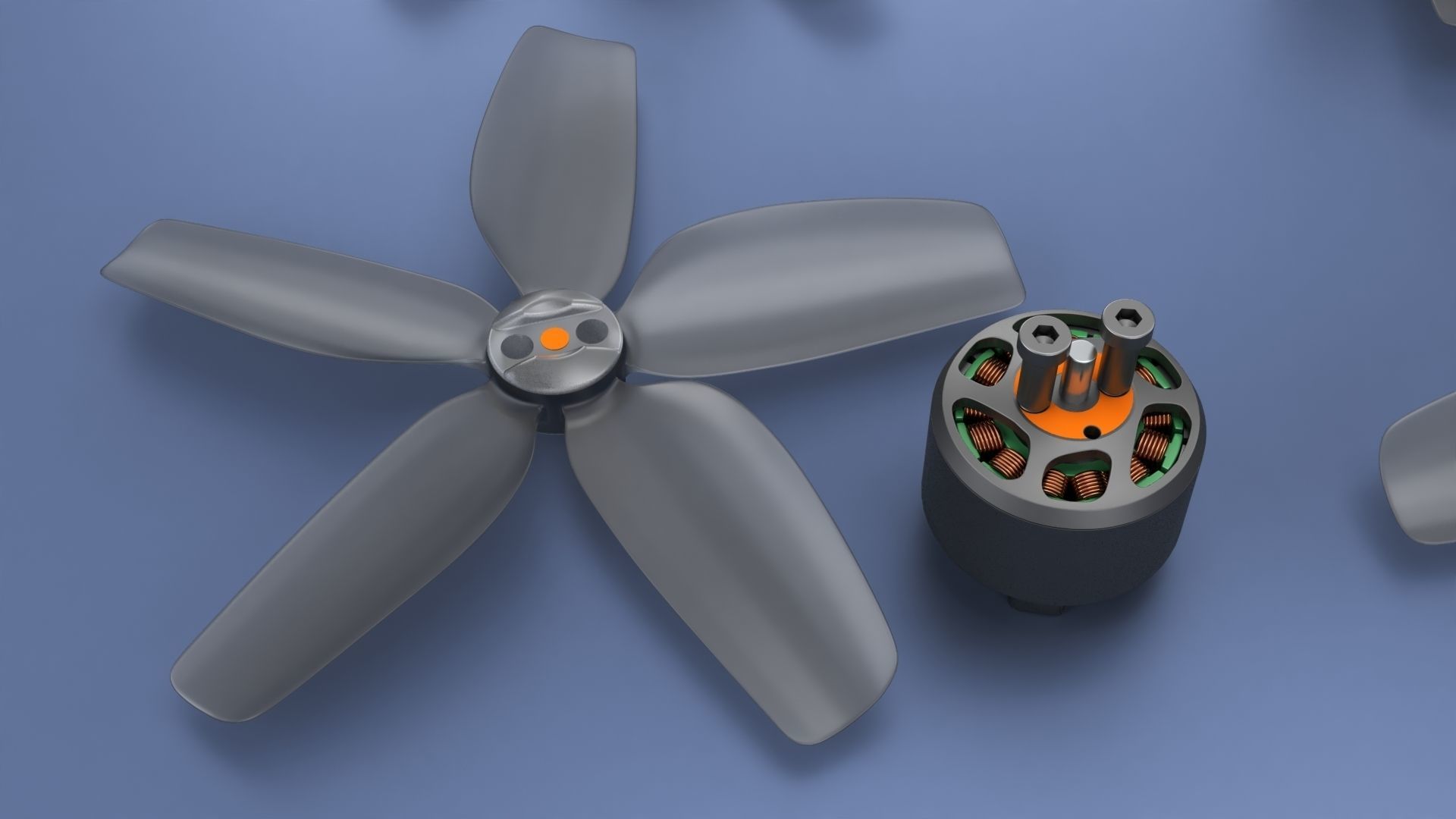AVATA drone motor 3d model with original props 3D model | CGTrader