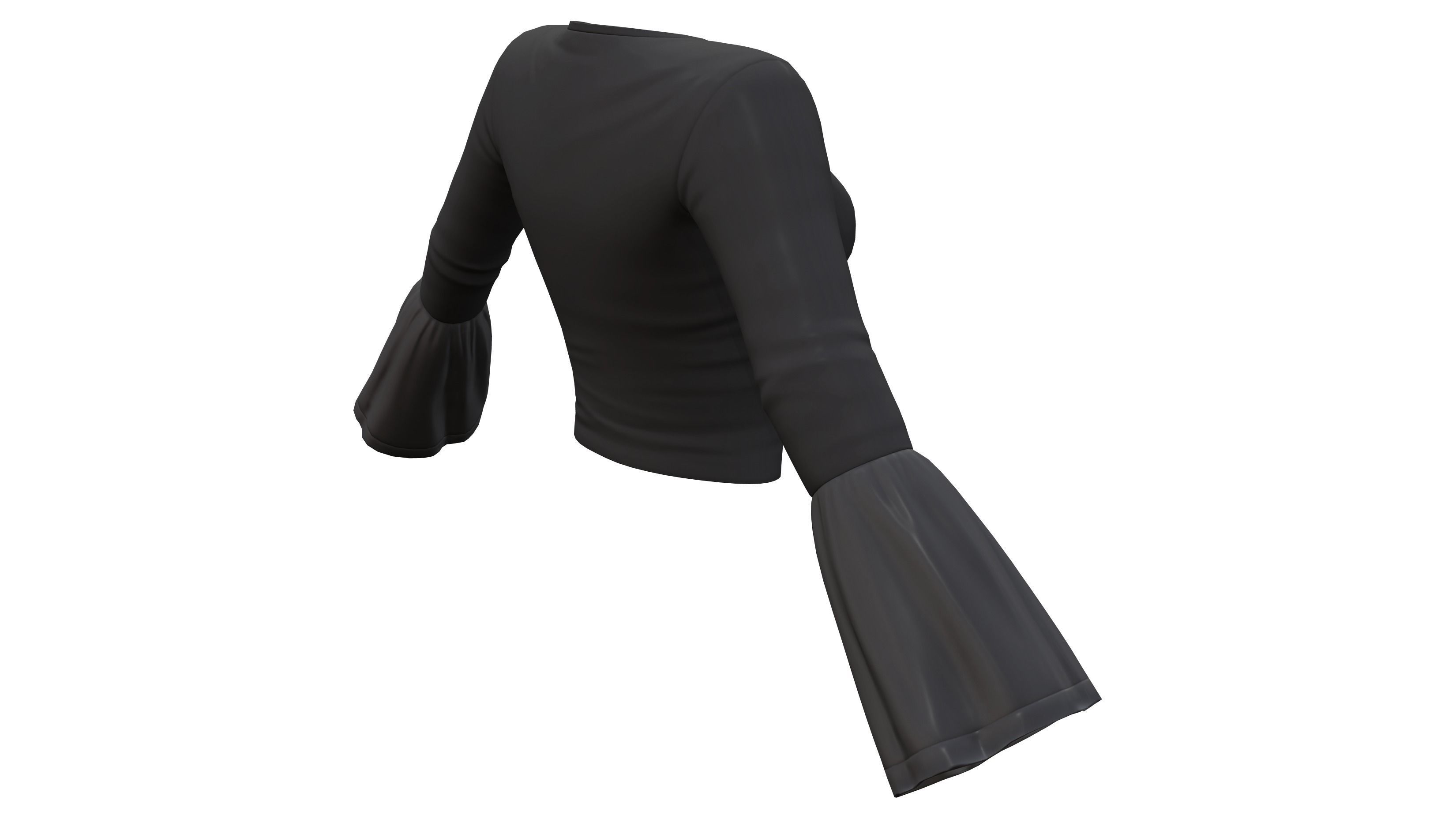 3D model Crisscross Straps Chest Bell Edge Long Sleeves Black Female ...