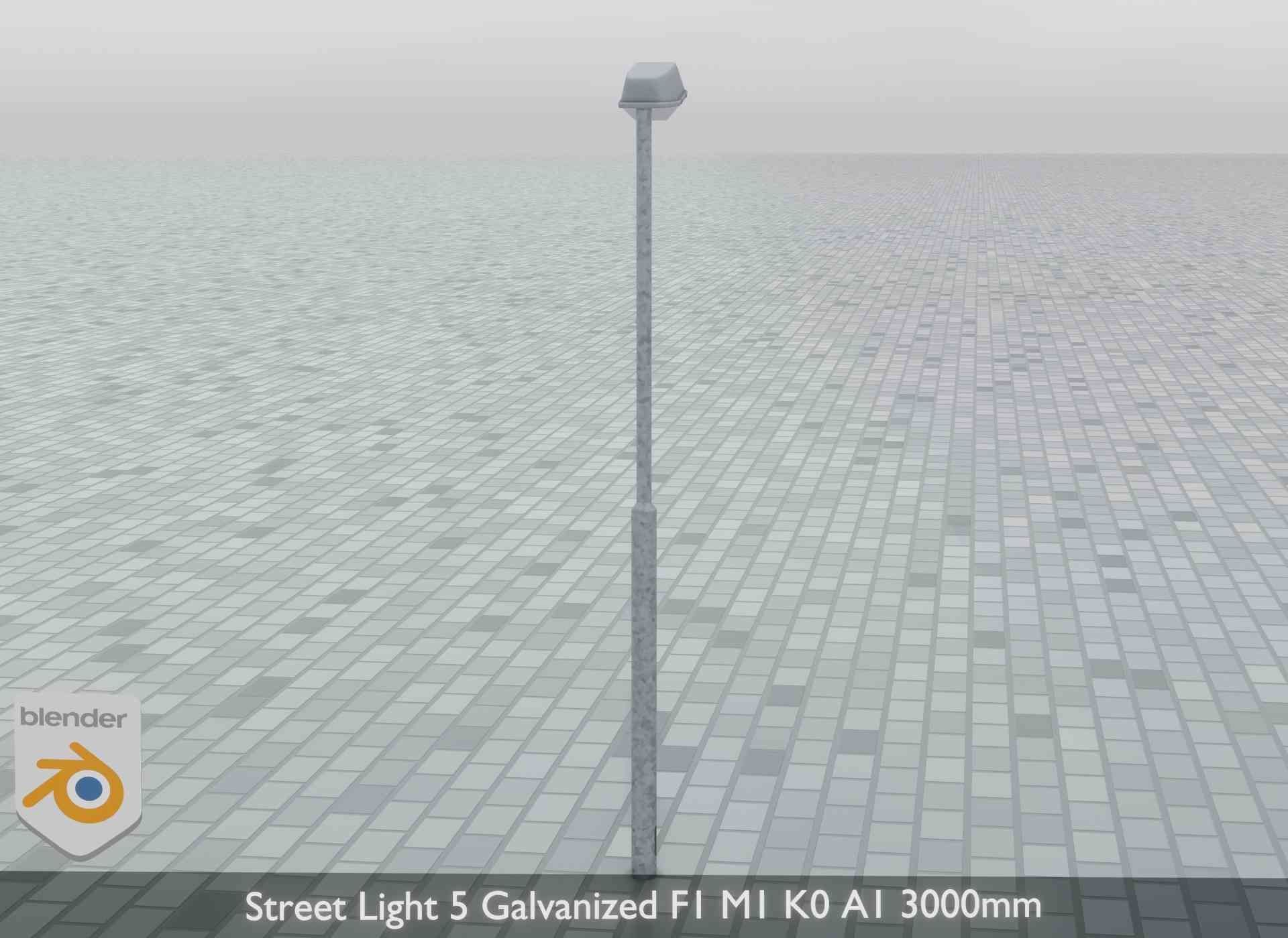 3D model Street Light 5 Galvanized F1 M1 K0 A1 3000mm VR / AR / low ...