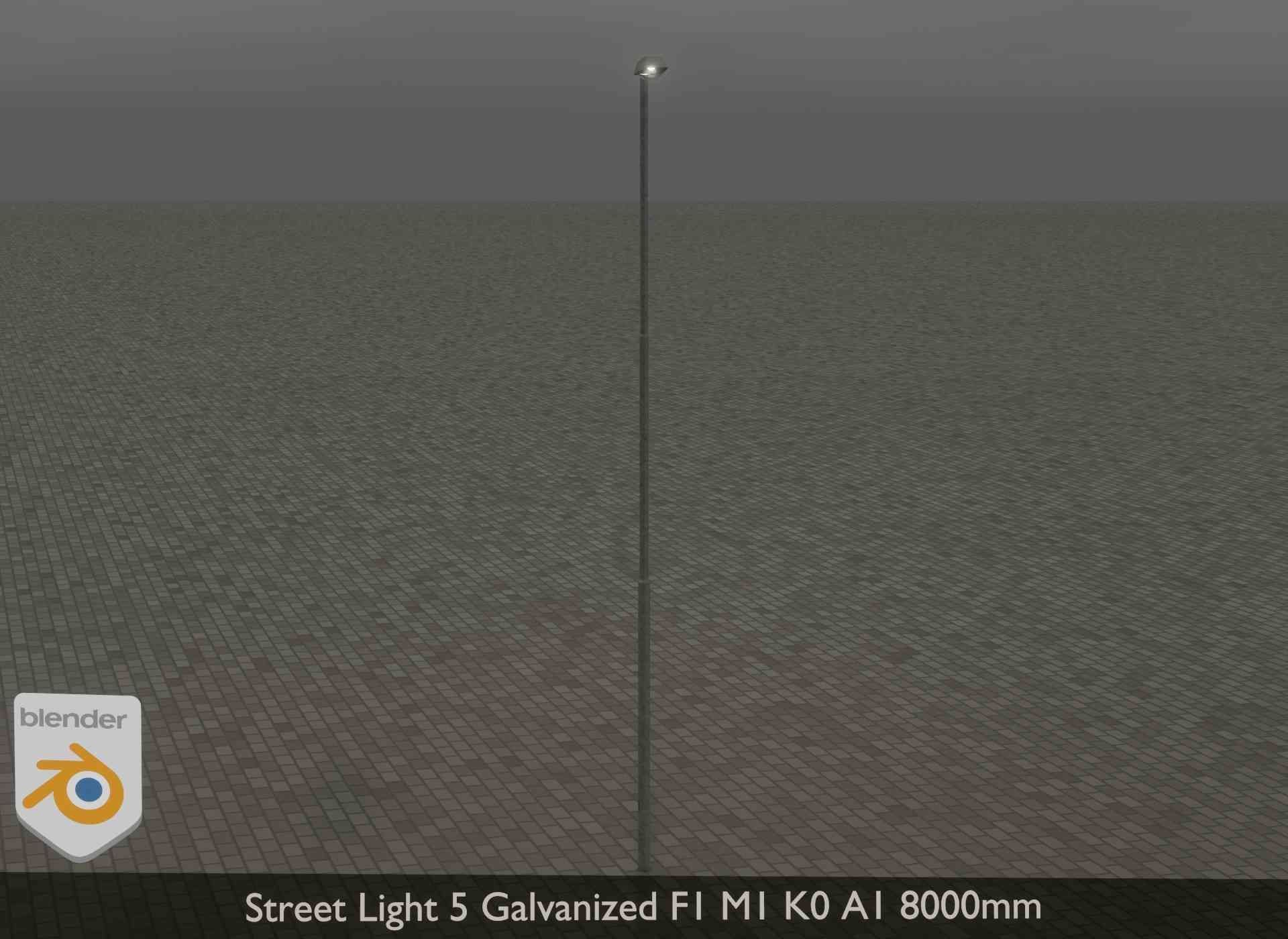 3D model Street Light 5 Galvanized F1 M1 K0 A1 8000mm VR / AR / low ...