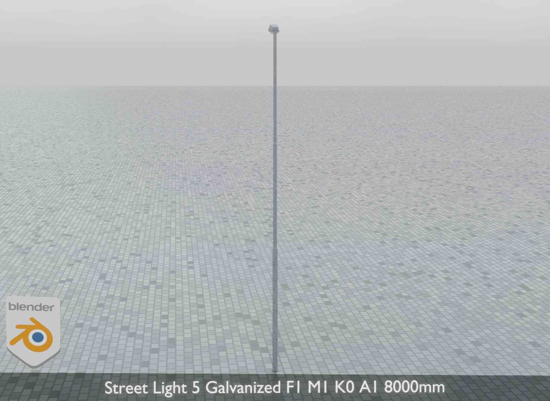 3D model Street Light 5 Galvanized F1 M1 K0 A1 8000mm VR / AR / low ...