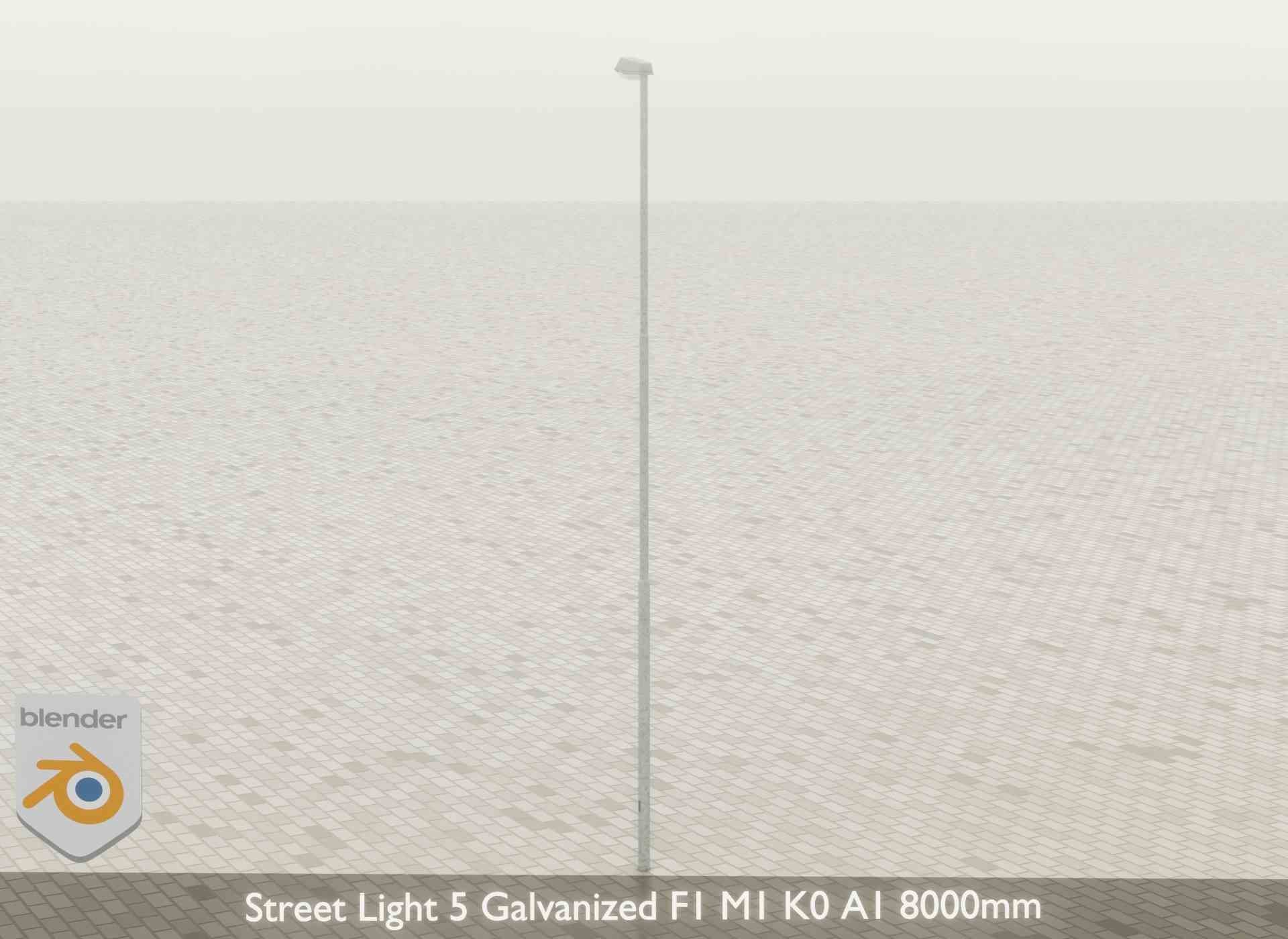 3D model Street Light 5 Galvanized F1 M1 K0 A1 8000mm VR / AR / low ...