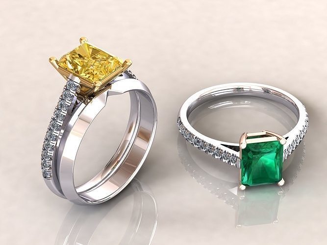 Engagement 1e5ct Radiant Diamond Ring 3D model 3D printable | CGTrader