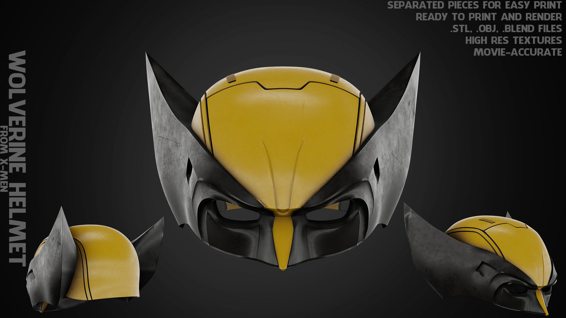 X-Men Wolverine Helmet for Cosplay 3D model 3D printable | CGTrader