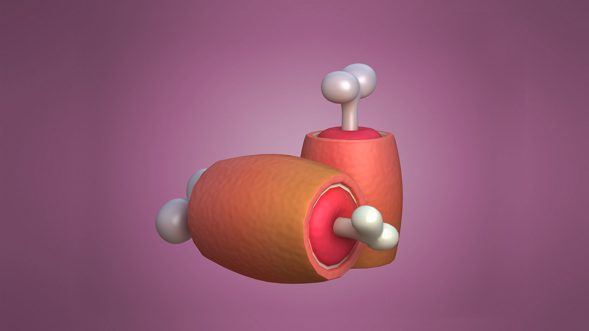 Ham in cartoon style Cartoon Ham Meat 3D model | CGTrader