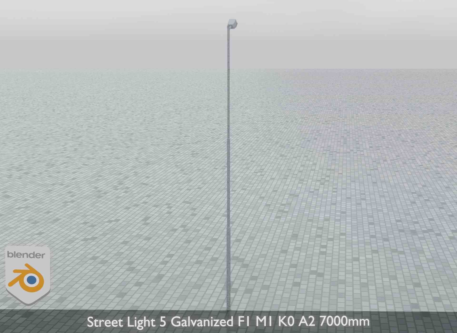 3D model Street Light 5 Galvanized F1 M1 K0 A2 7000mm VR / AR / low ...