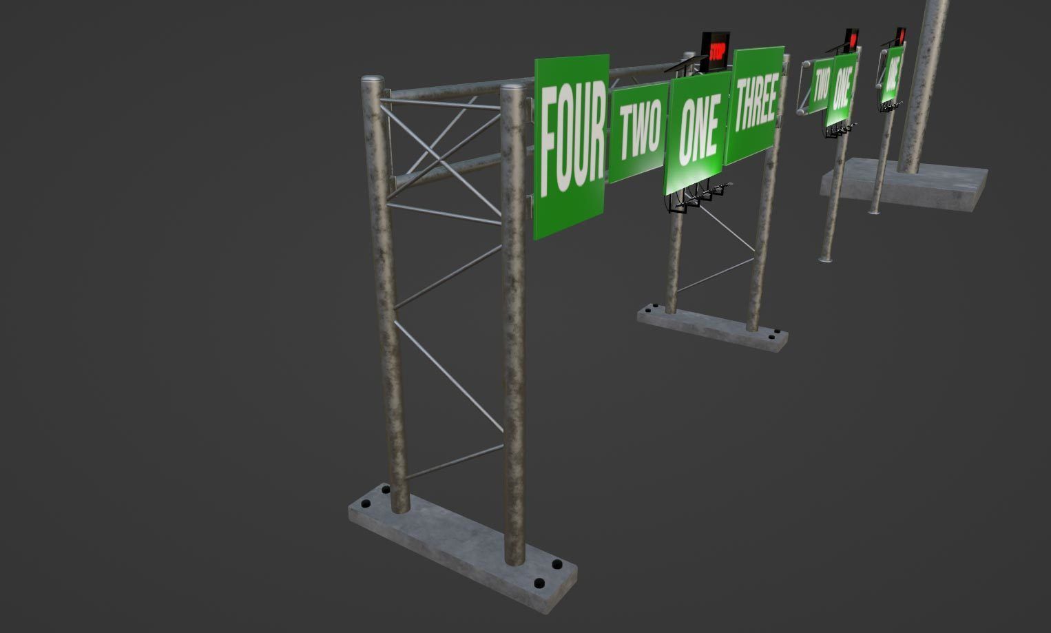 3D model Highway Asset 001 - 280 Sign with PSD Template VR / AR / low ...