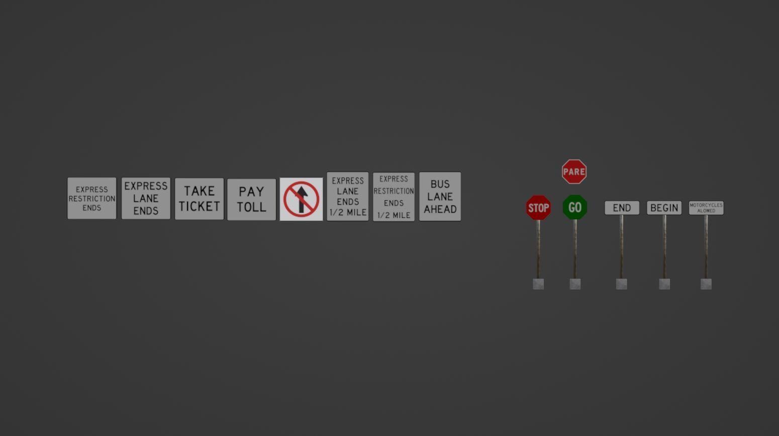 3D model Highway Asset 001 - 280 Sign with PSD Template VR / AR / low ...