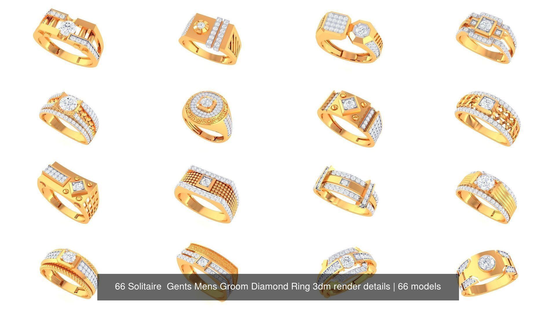66 Solitaire Gents Mens Groom Diamond Ring 3dm render details 3D Model Collection | CGTrader