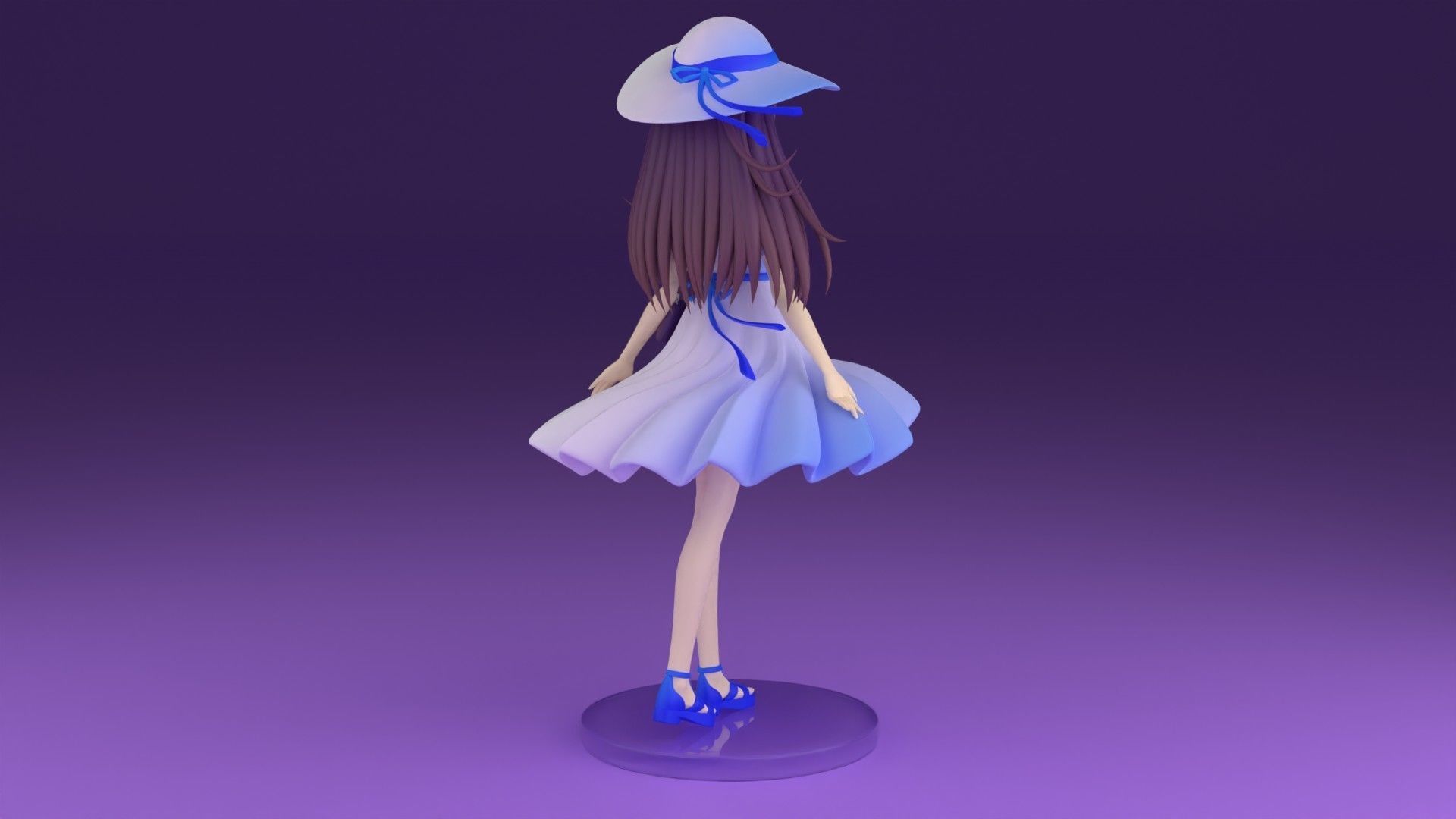 summer anime girl 3D model 3D printable | CGTrader