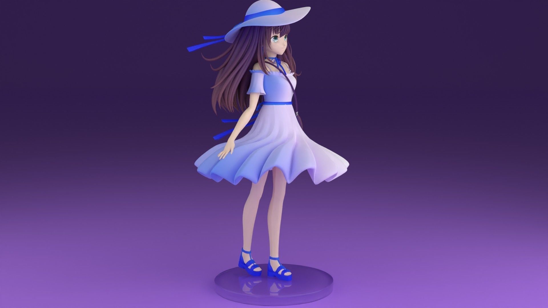 Summer Anime Girl 3d Model 3d Printable Cgtrader