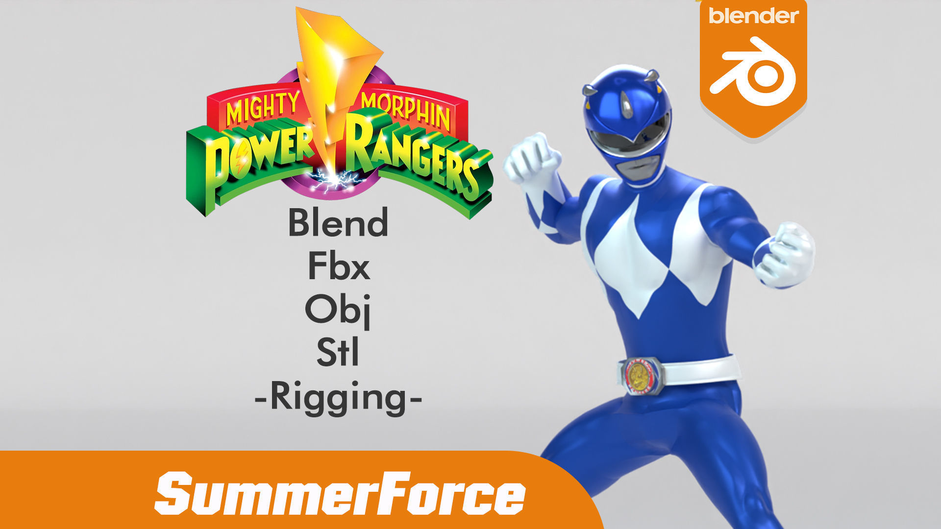Blue Ranger - Power Ranger 3D model rigged | CGTrader