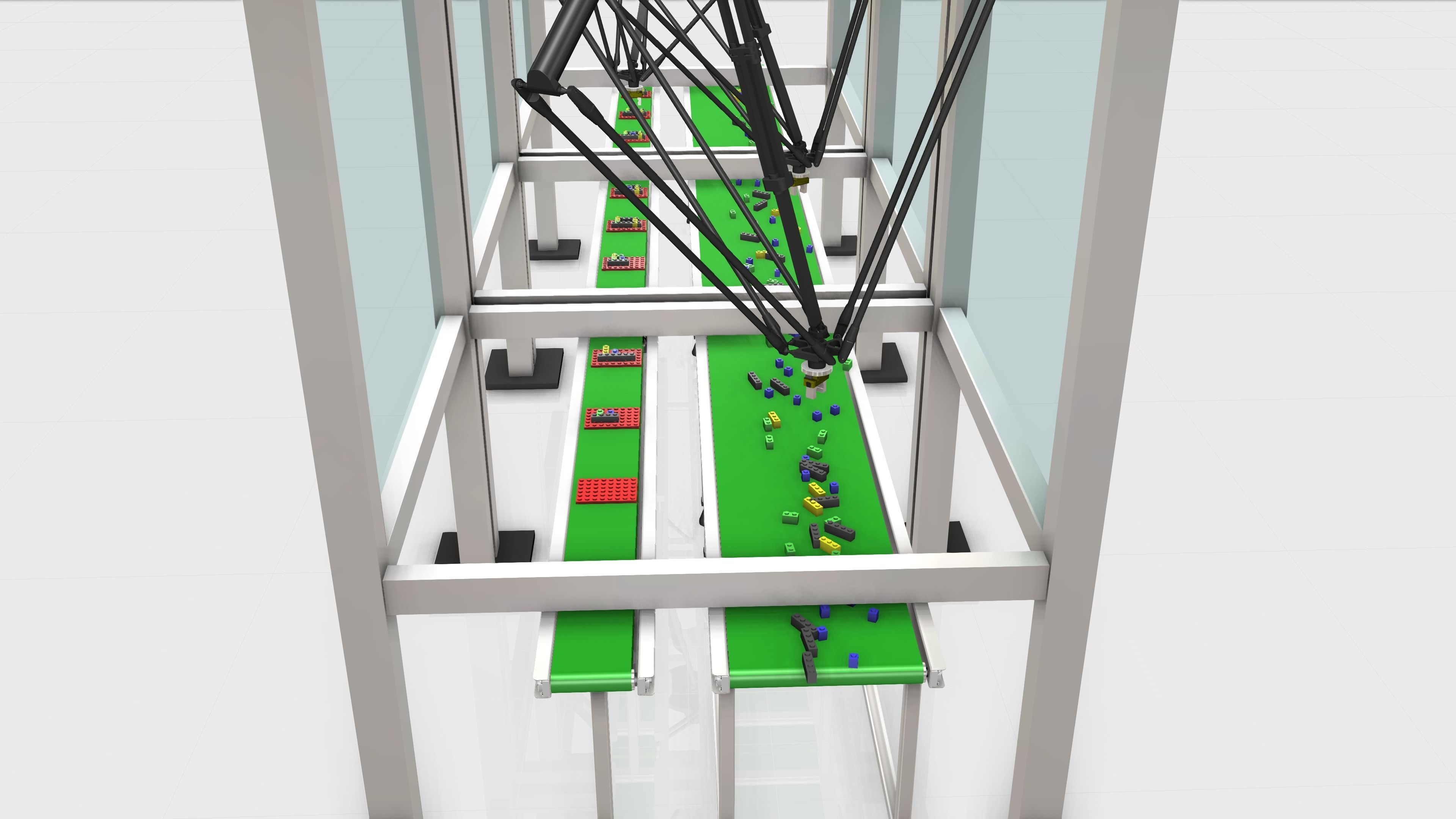 3D model 3 Delta Robot - Station Assembly Process Line VR / AR / low ...