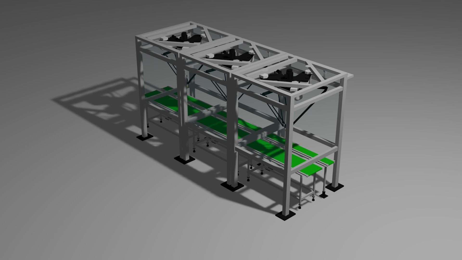 3D model 3 Delta Robot - Station Assembly Process Line VR / AR / low ...