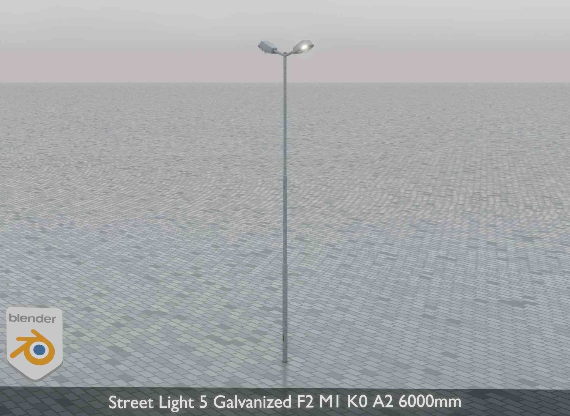 3D model Street Light 5 Galvanized F2 M1 K0 A2 6000mm VR / AR / low ...