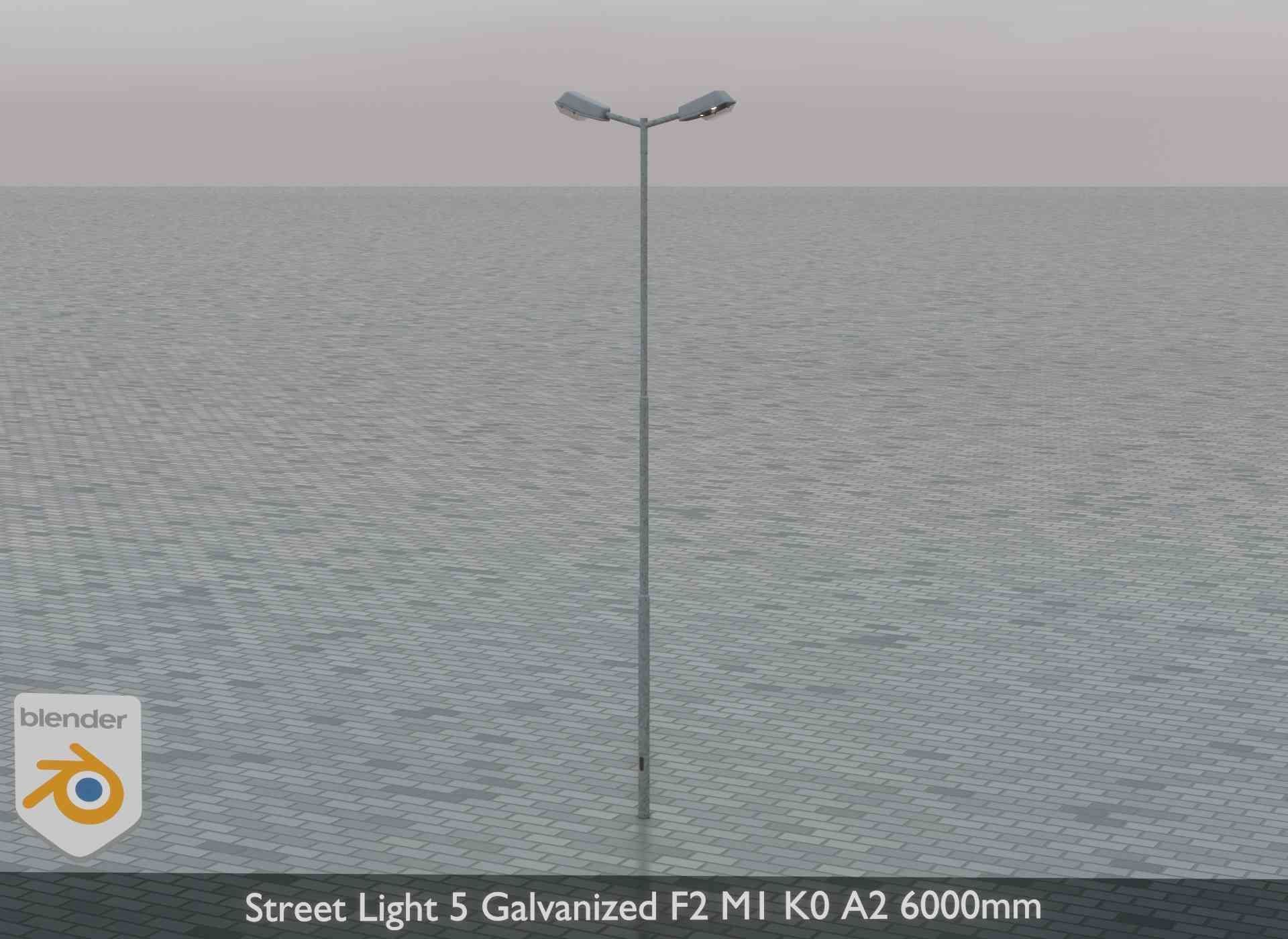 3D model Street Light 5 Galvanized F2 M1 K0 A2 6000mm VR / AR / low ...