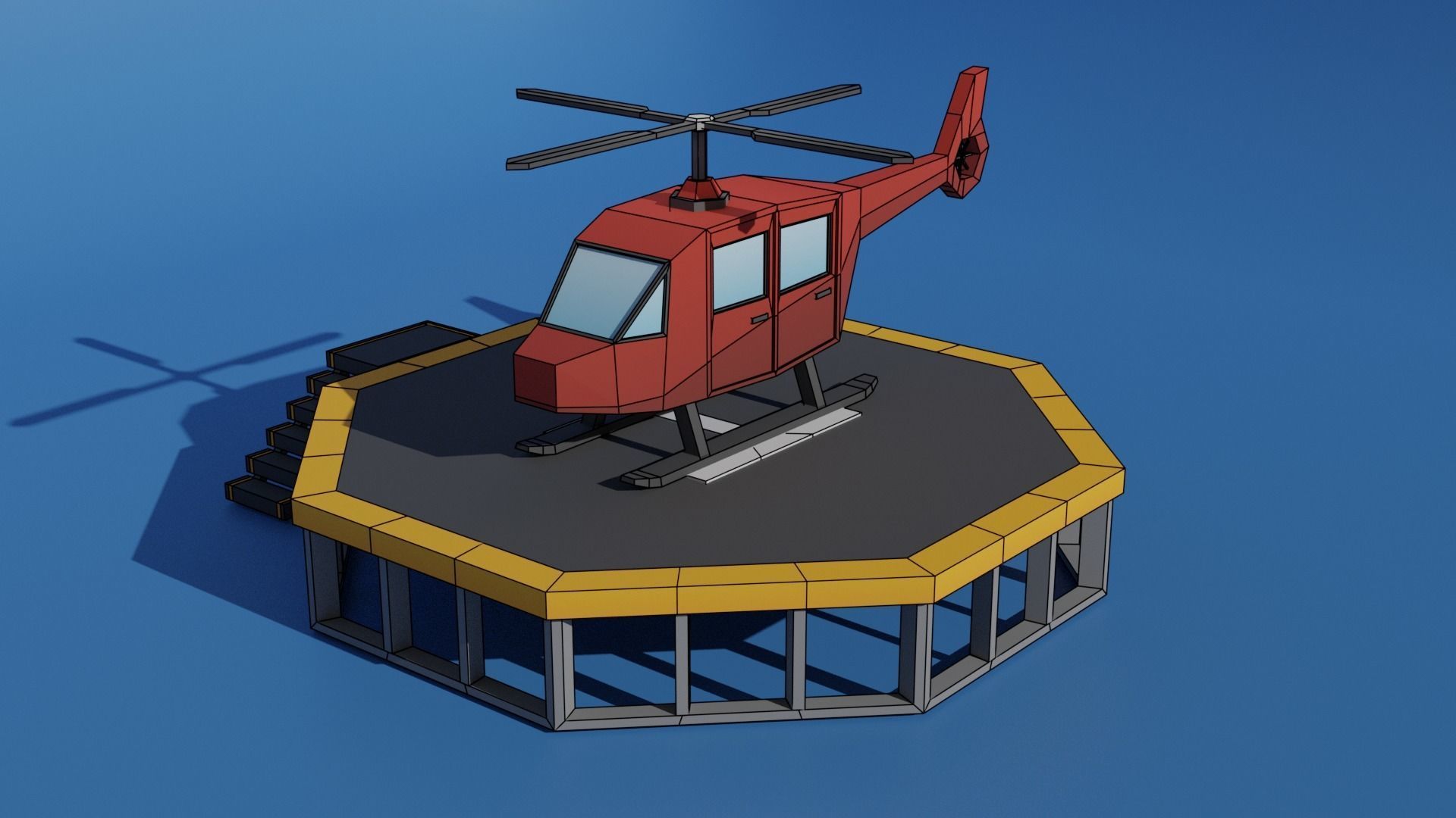 3D model Low Poly Helicopter and Helipad Bundle VR / AR / low-poly ...