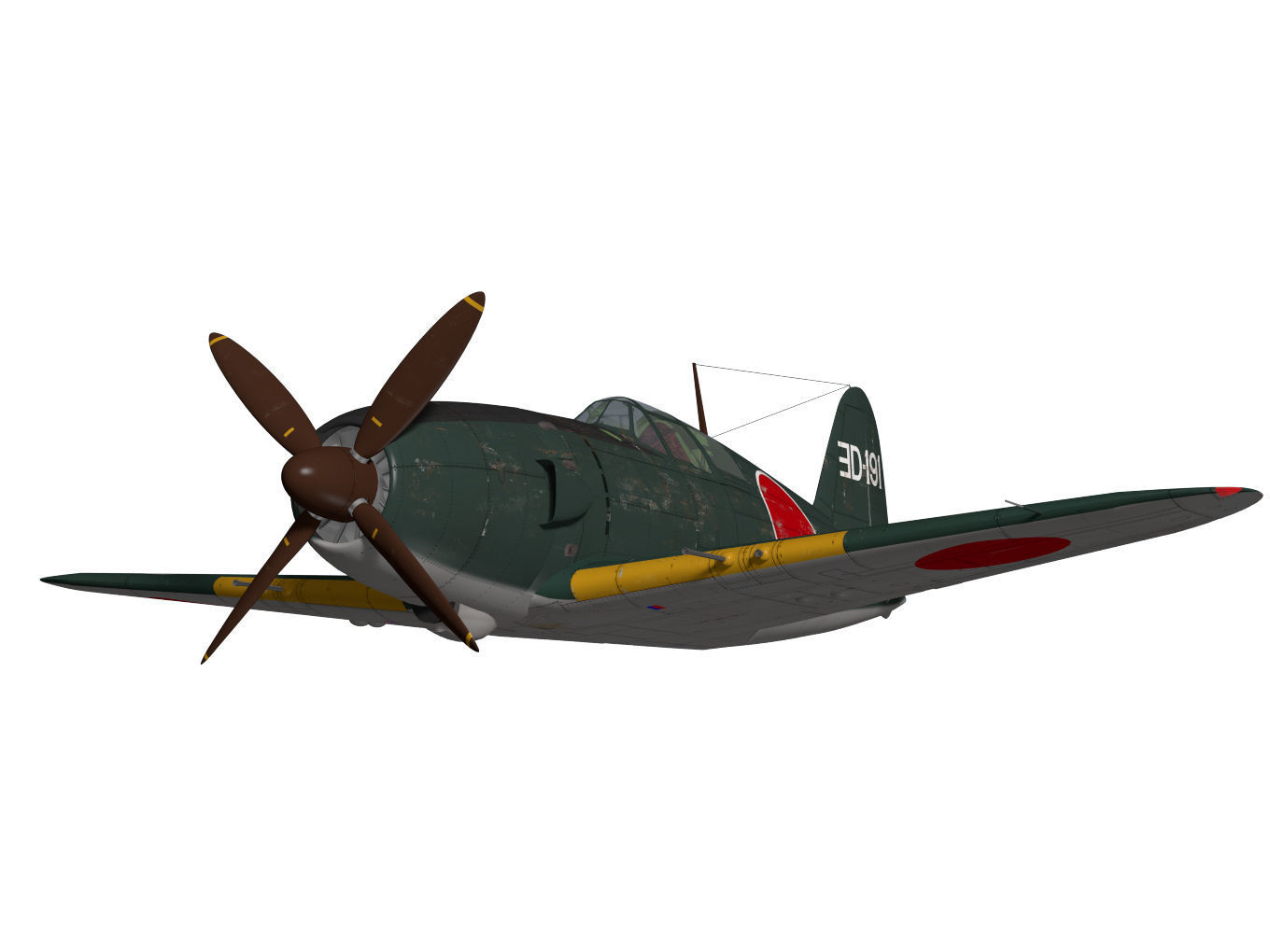 Mitsubishi J2M4 RAIDEN 3D model | CGTrader