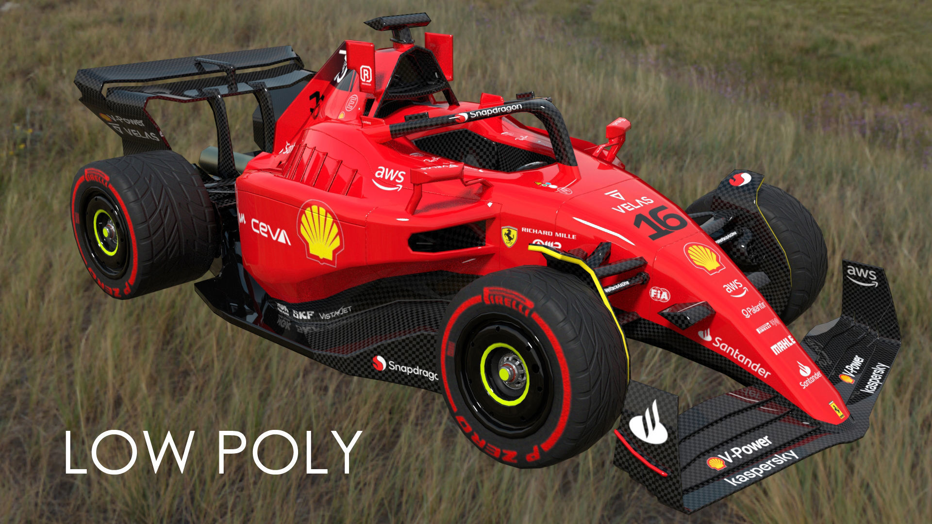 3D model Cartoon rigged Ferrari F1-75 VR / AR / low-poly rigged ...