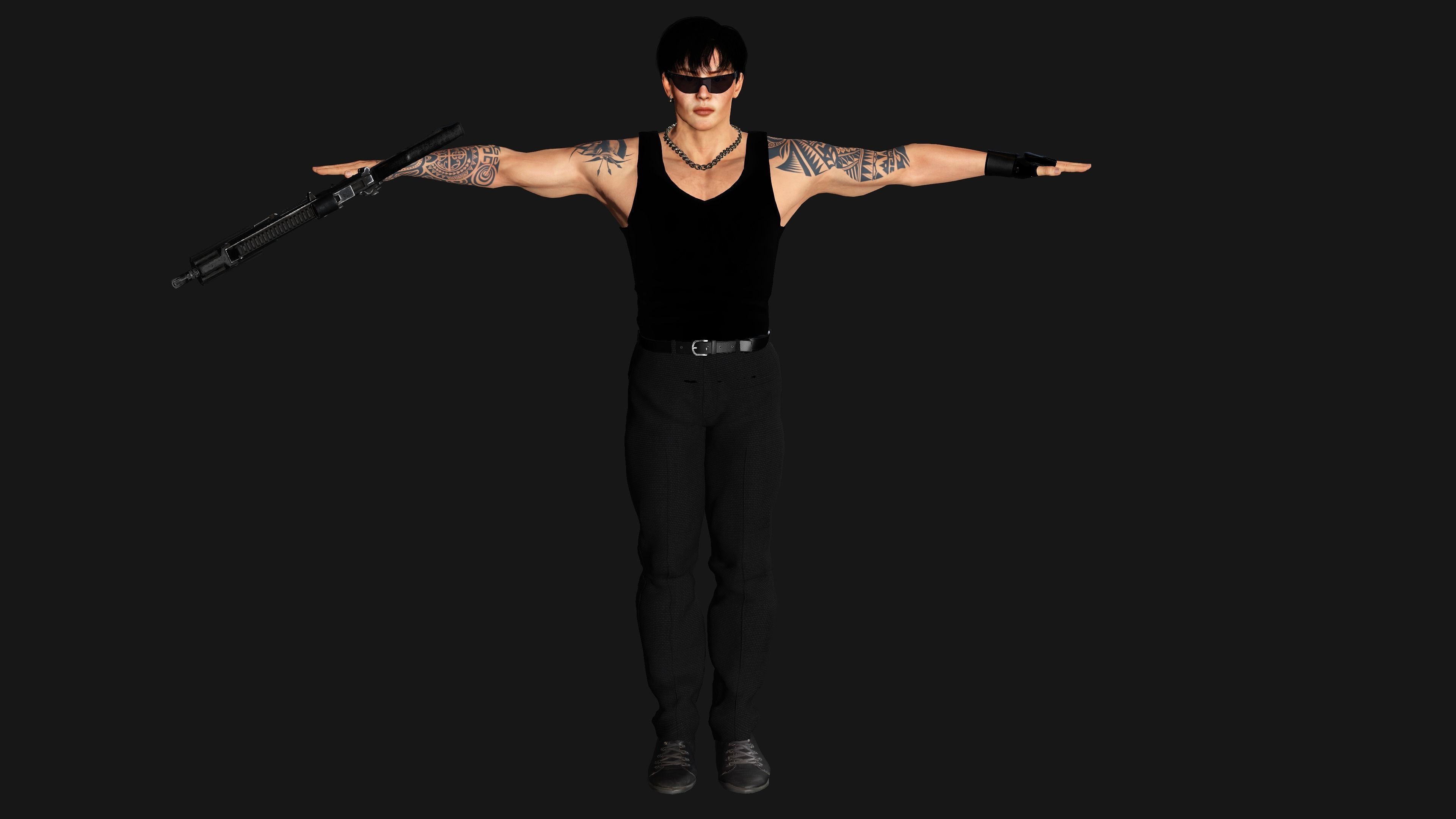 3D model 3D REALISTIC HUMAN RIGGED CHARACTER - ASIAN or JAPANESE SNIPER ...
