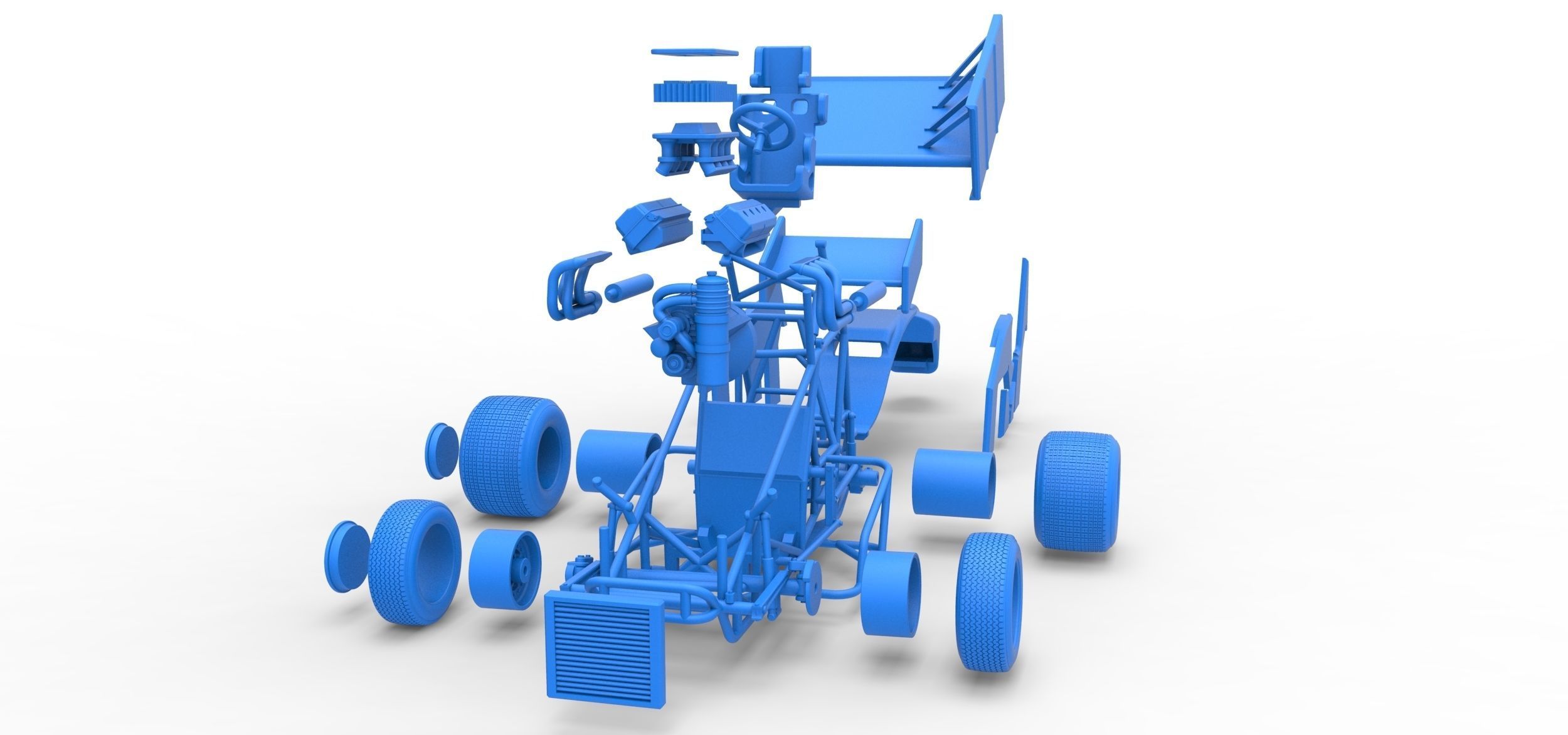 Winged Sprint car Scale 1 to 25 3D model 3D printable | CGTrader