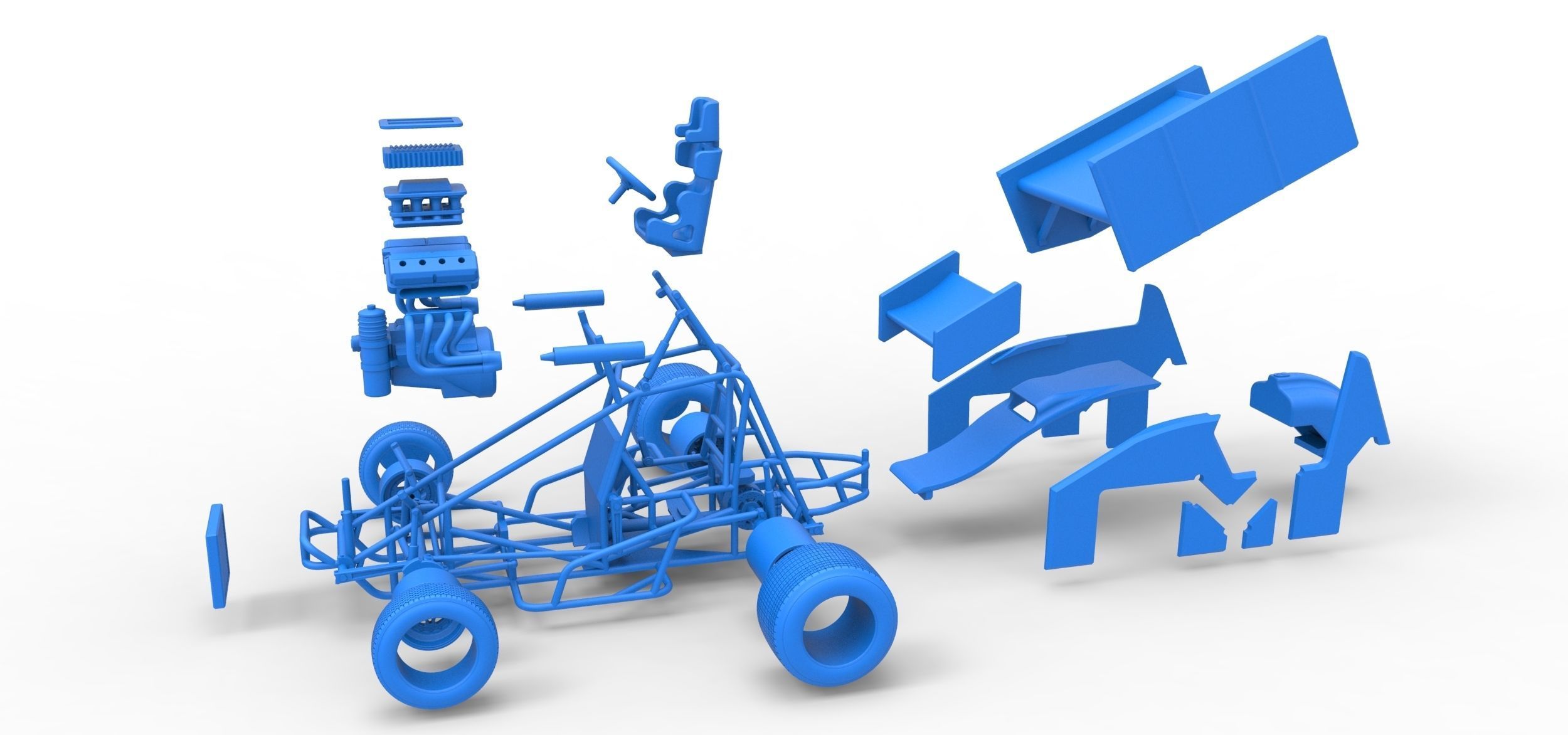 Winged Sprint car Scale 1 to 25 3D model 3D printable | CGTrader