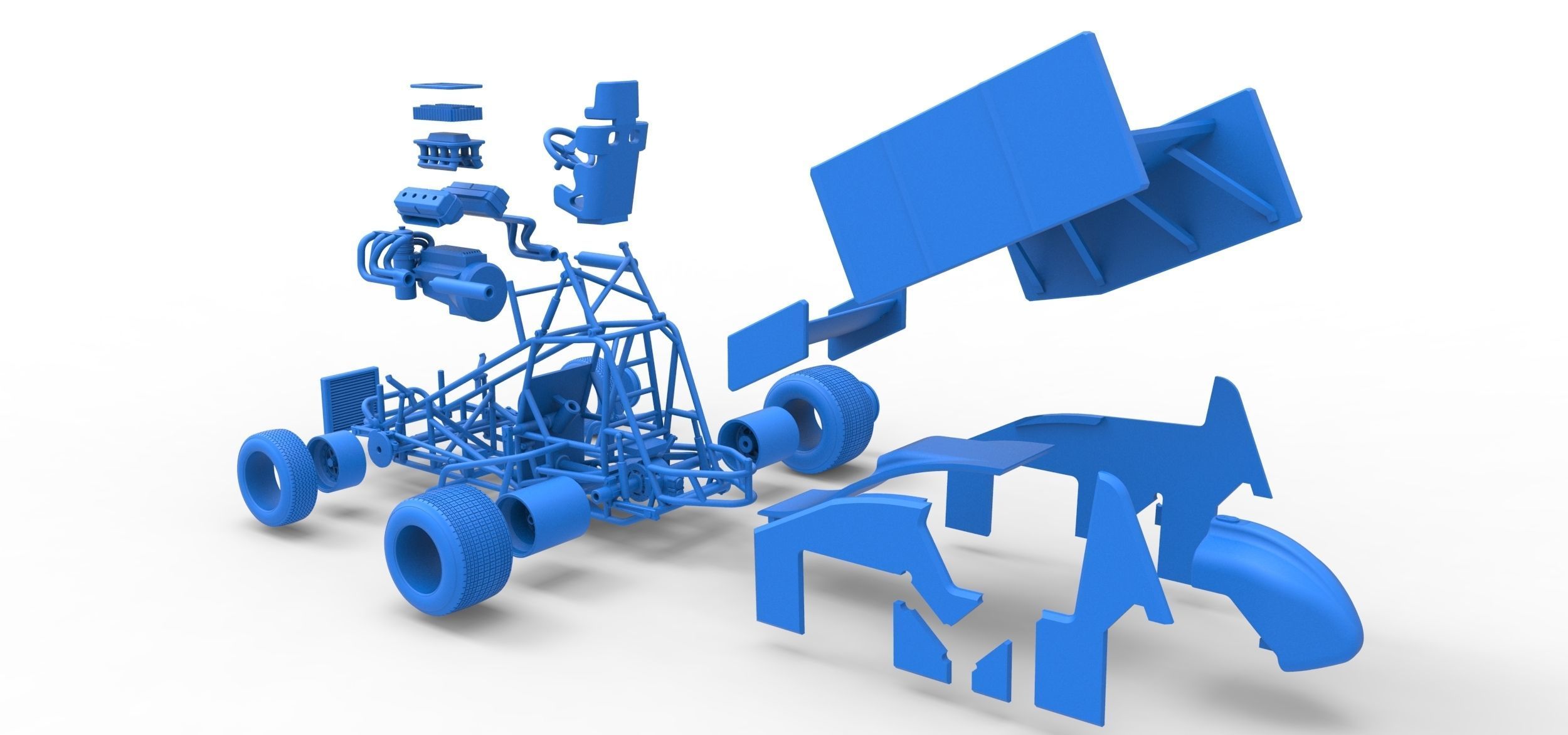 Winged Sprint car Scale 1 to 25 3D model 3D printable | CGTrader