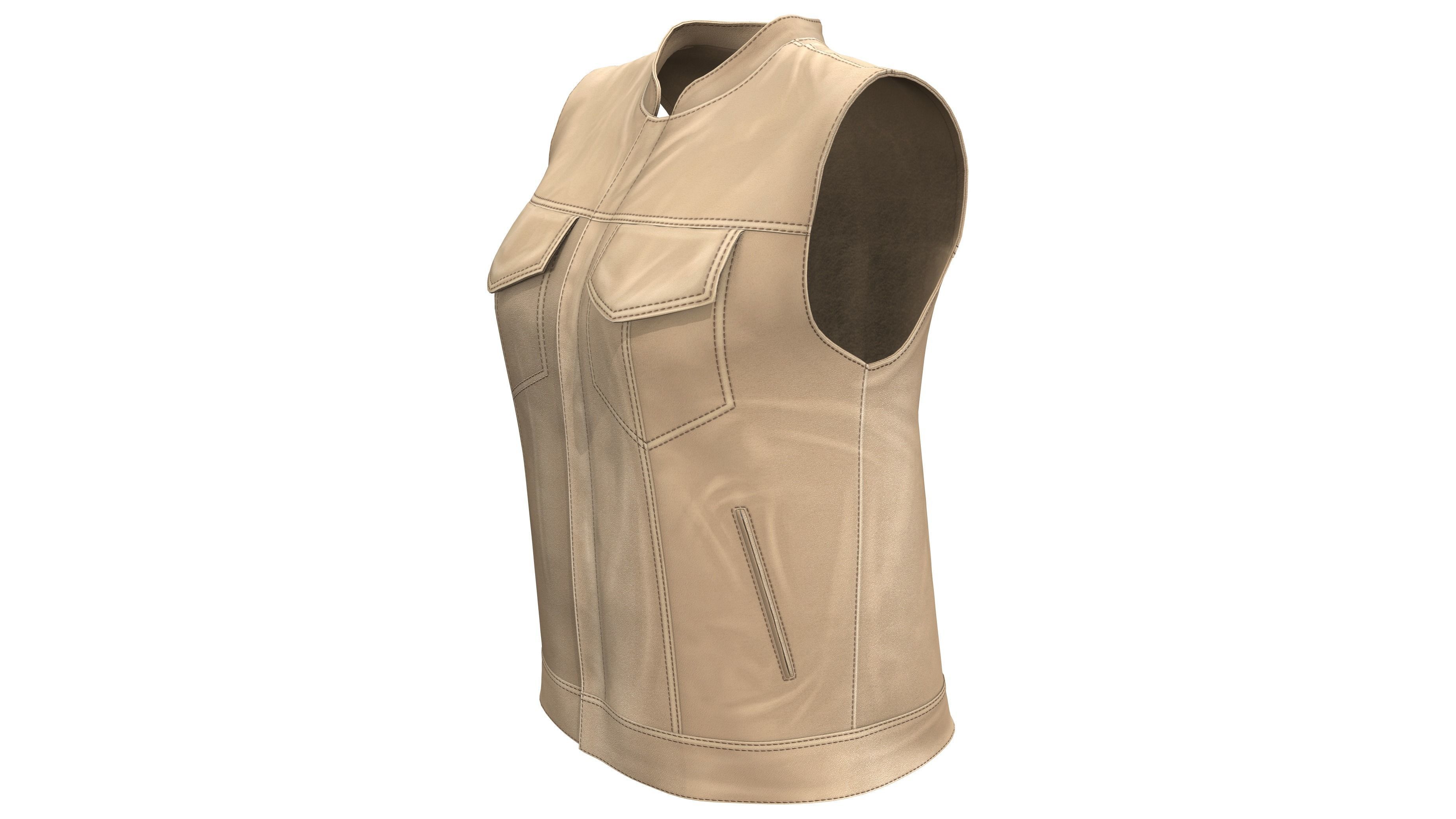 3D model Female Sleeveless Leather Vest VR / AR / low-poly | CGTrader