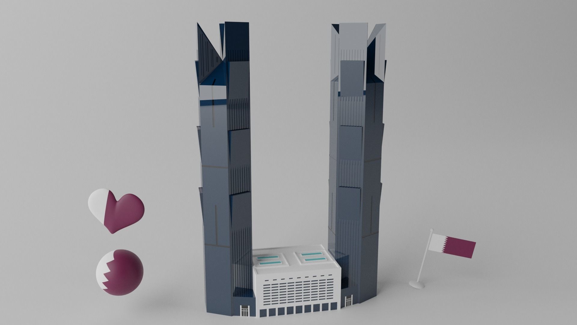 3D model Palm Towers Qatar Doha Landmark VR / AR / low-poly | CGTrader