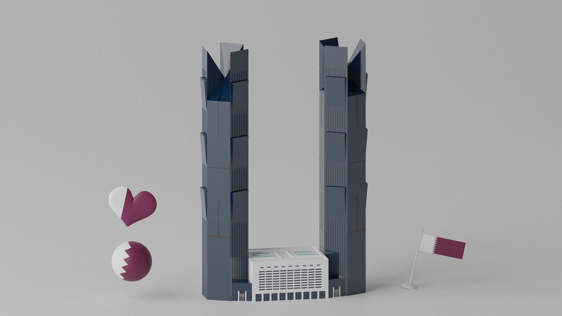 3D model Palm Towers Qatar Doha Landmark VR / AR / low-poly | CGTrader