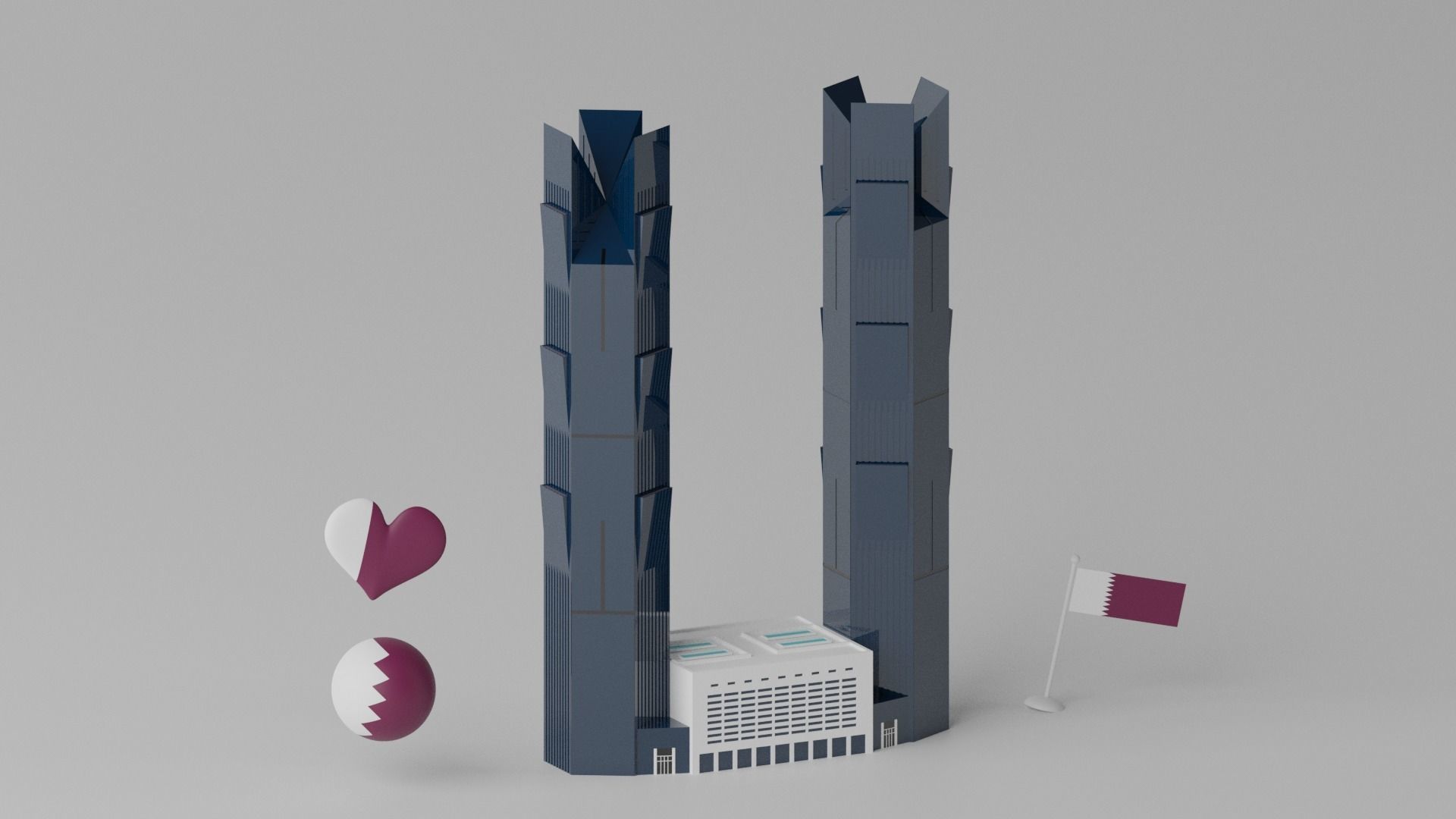3D model Palm Towers Qatar Doha Landmark VR / AR / low-poly | CGTrader