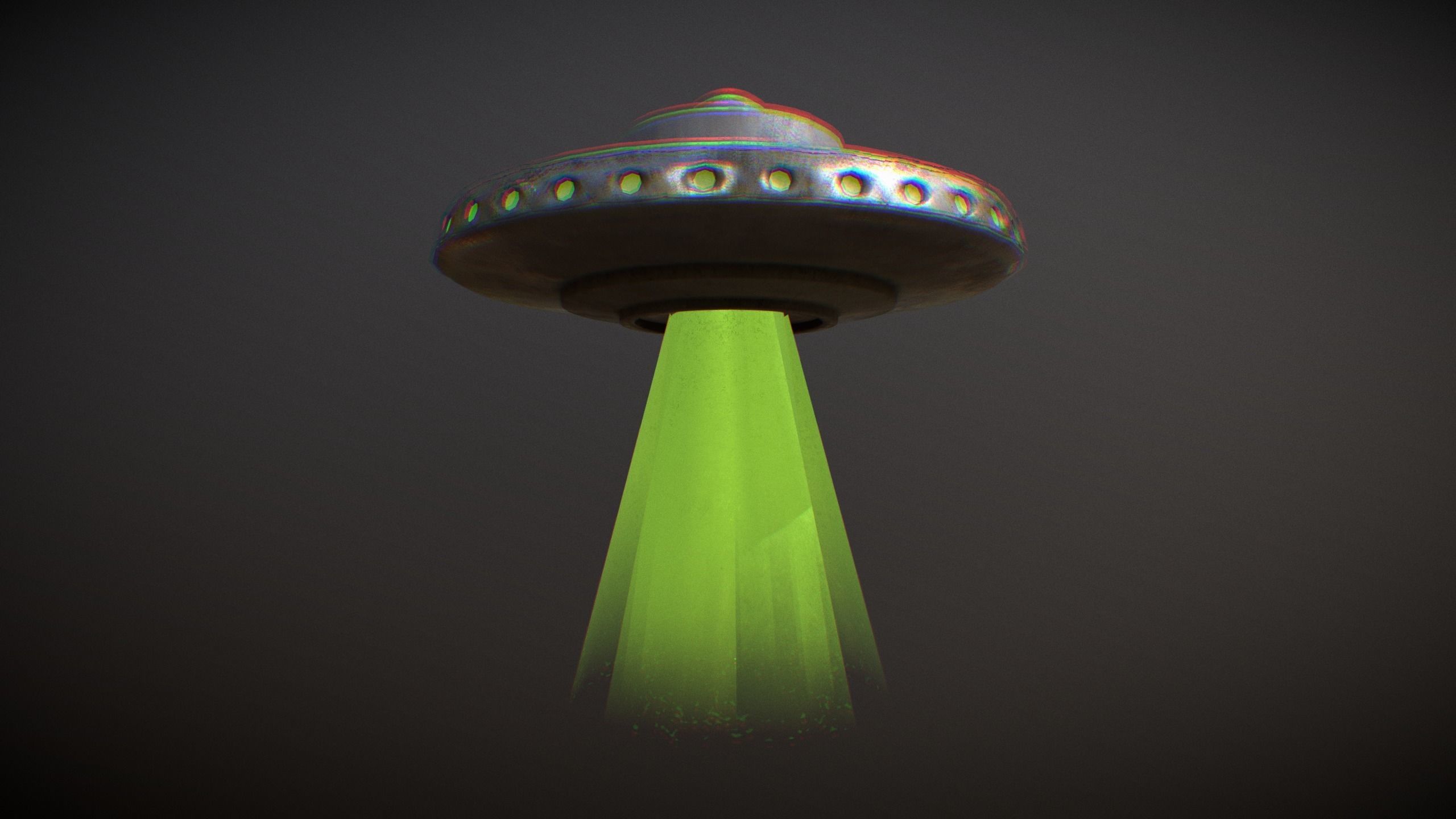 3D model Retro stylized UFO spaceship low poly PBR asset VR / AR / low ...