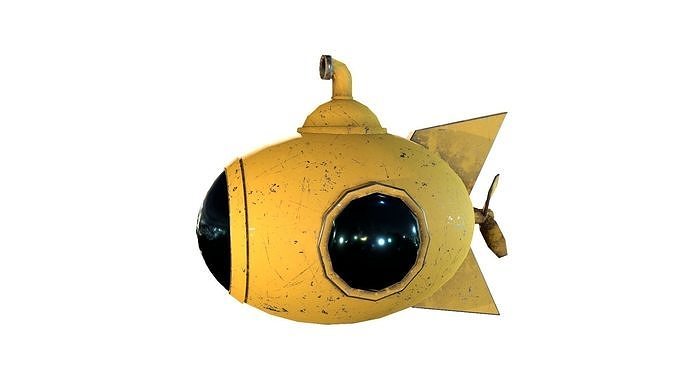 3D model Yellow Stylized Submarine Toy PBR Asset VR / AR / low-poly ...