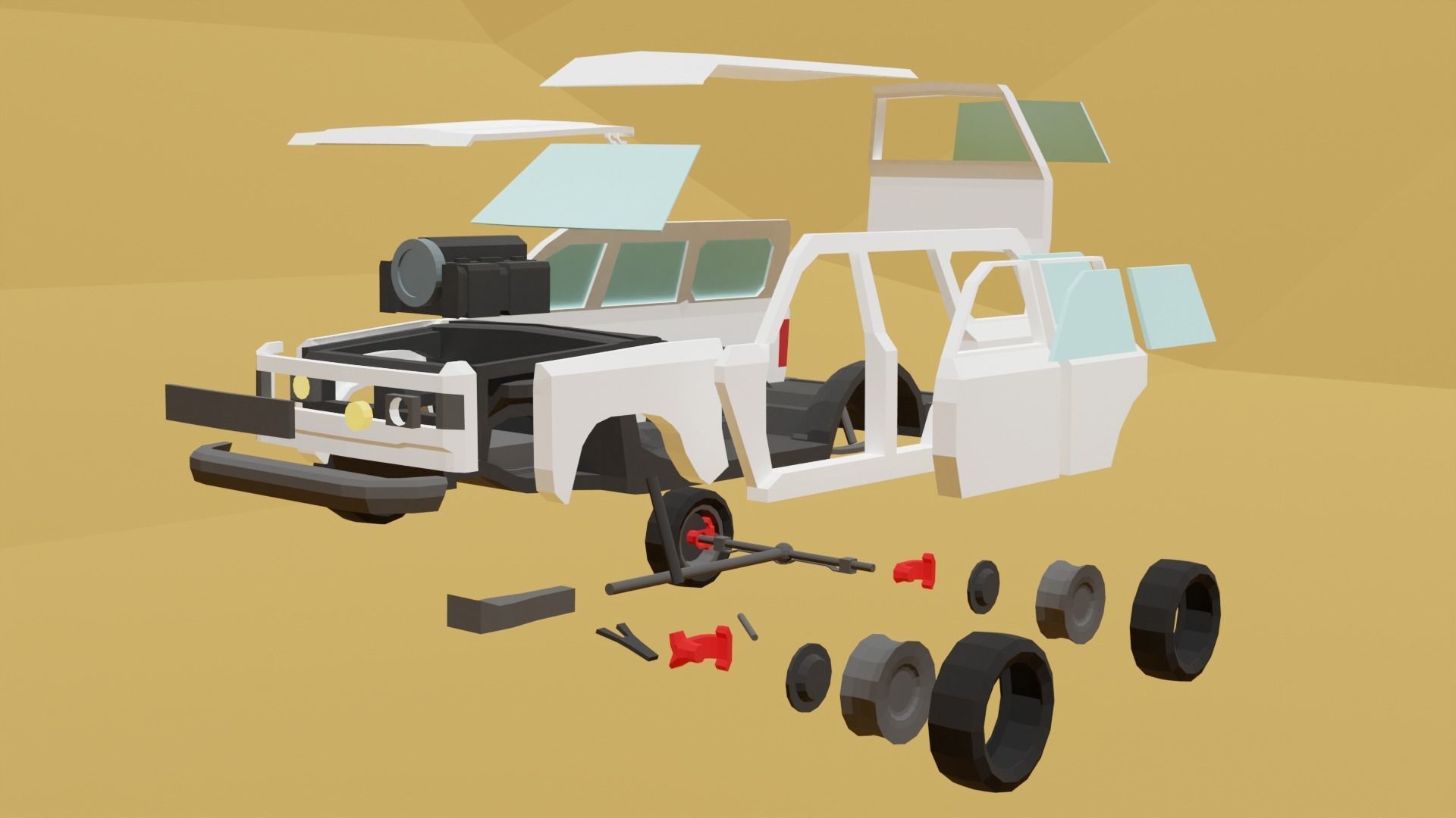3D model Low-Poly Modular Car - Cruiser Style VR / AR / low-poly | CGTrader