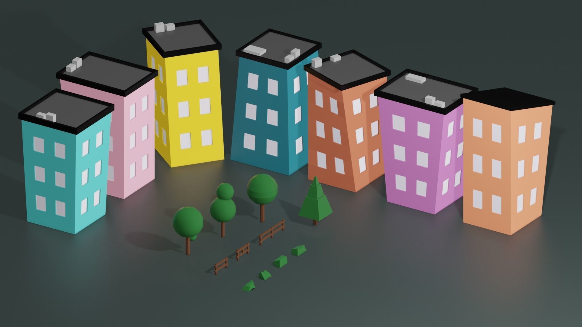 3D model Low-poly buildings - Low-poly VR / AR / low-poly | CGTrader