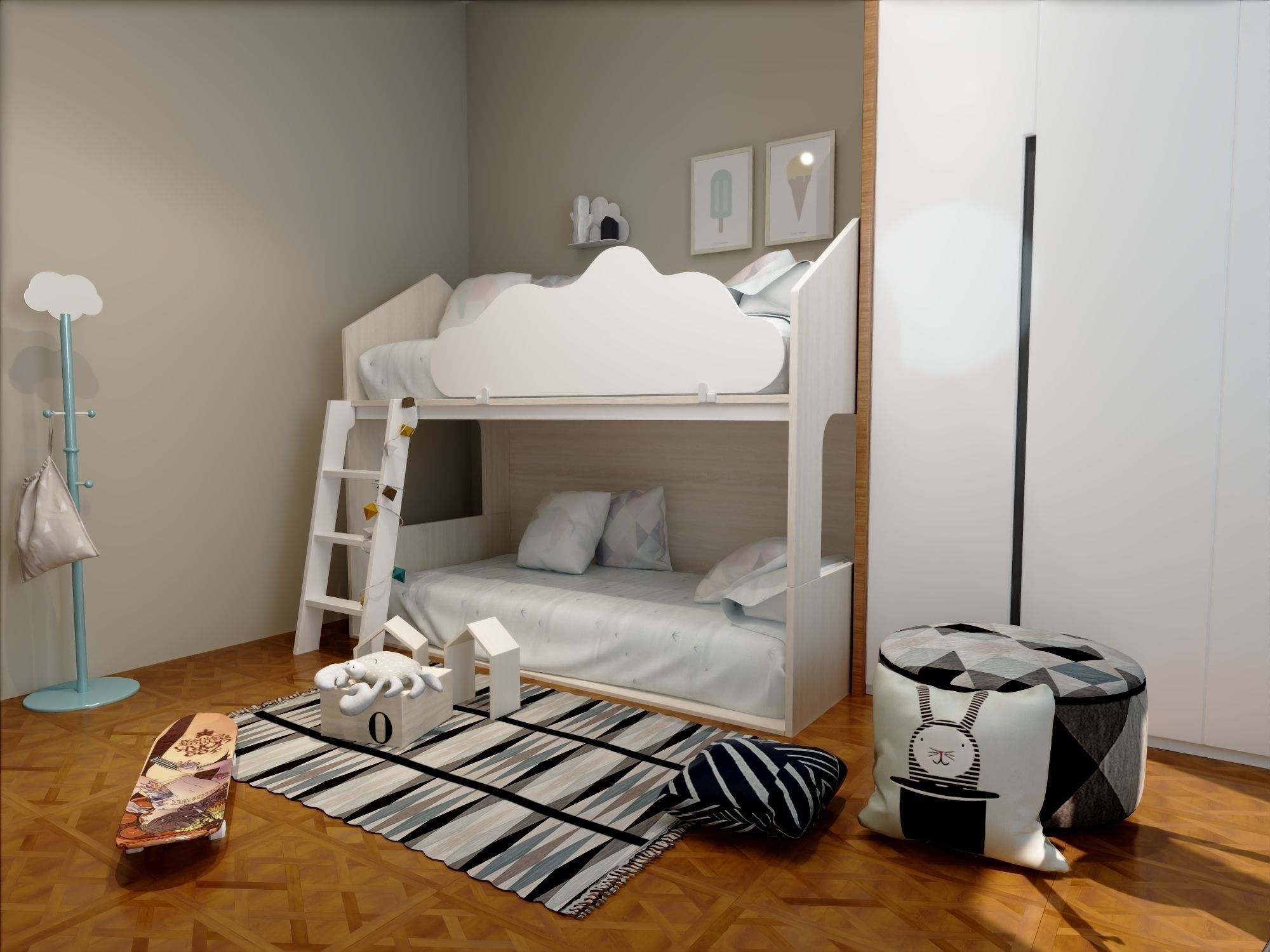 3d kids room - children room furniture 3D model | CGTrader
