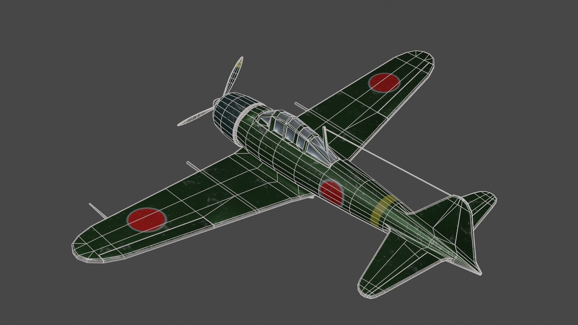 3D model WW2 aircraft Japanese Mitsubishi A6M Zero Zero Fighter VR / AR ...