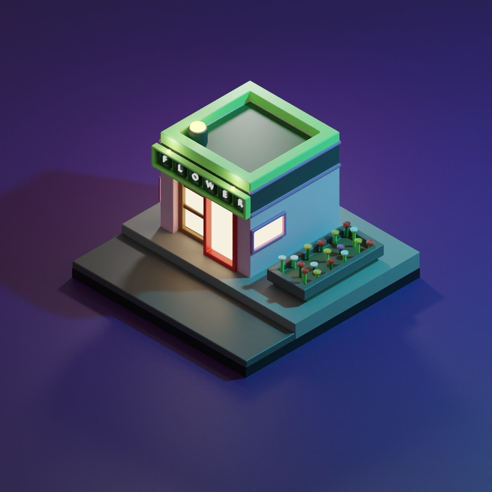 Flower Shop Design with Captivating Nighttime Ambiance 3D model | CGTrader