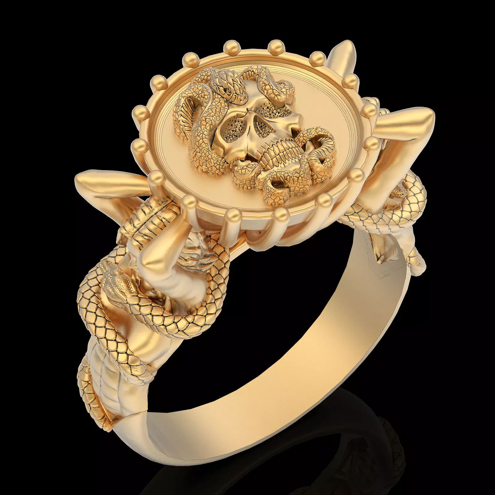 Girl snake skull ring silver gold printable jewelry 3D model 3D model ...