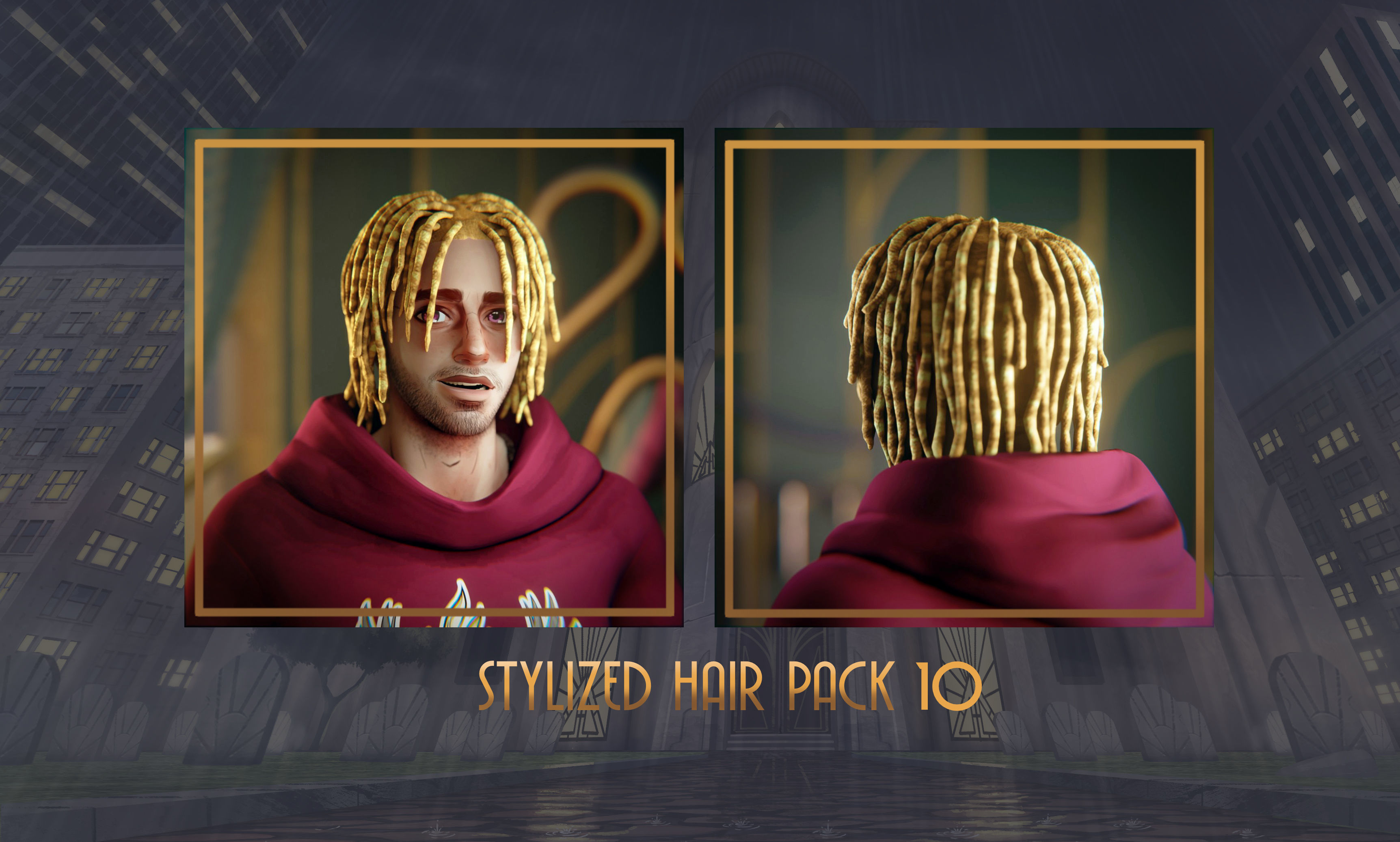 3D model Stylized Hair with Handpainted Textures 10 VR / AR / low-poly ...