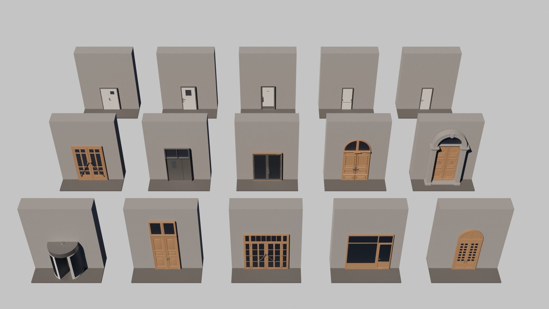 3D model 15 Exterior Doors Base Mesh Models VR / AR / low-poly | CGTrader